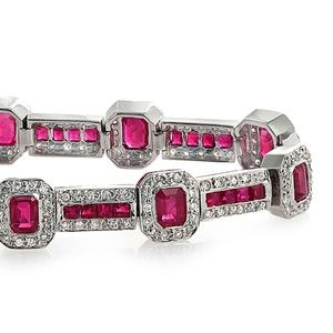 None | Jewelry | 59 Ct Natural Ruby 8k White Gold Bracelet | Poshmark